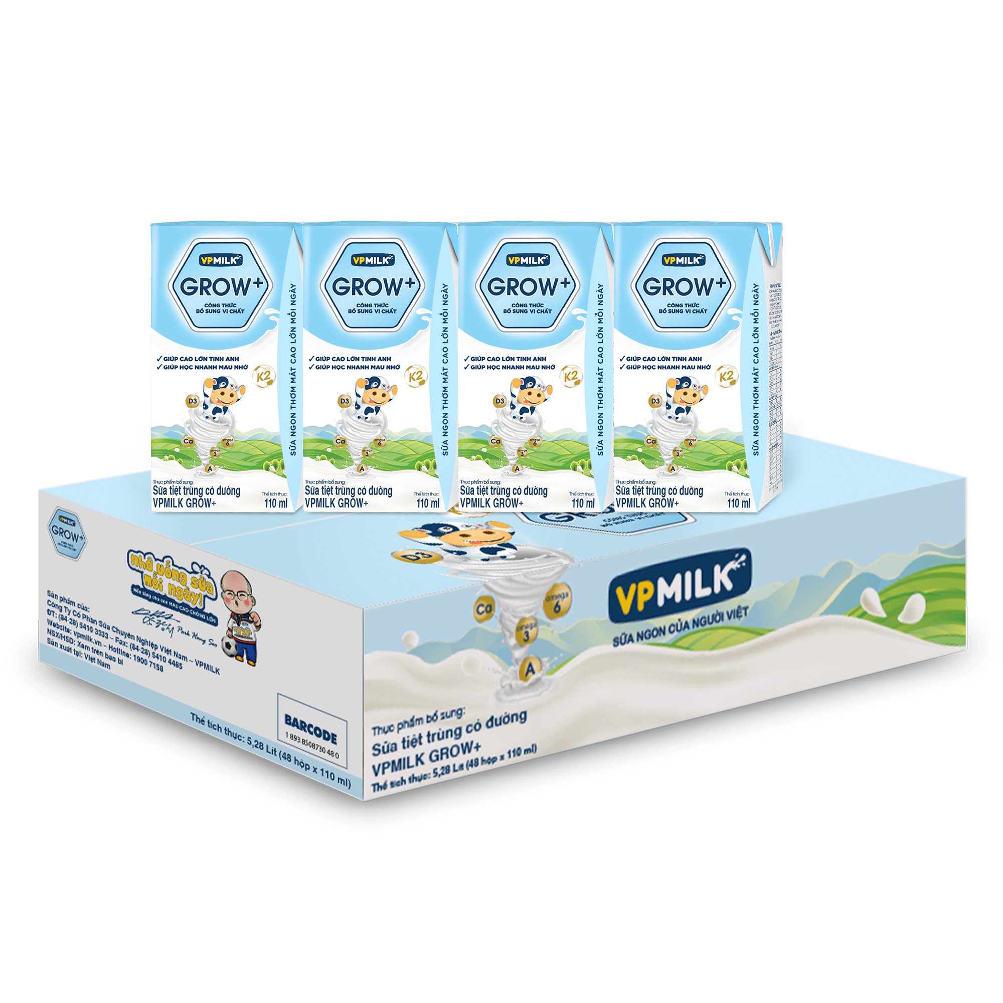 Sữa tiệt trùng VPMilk Grow+ Có Đường | VPMILK